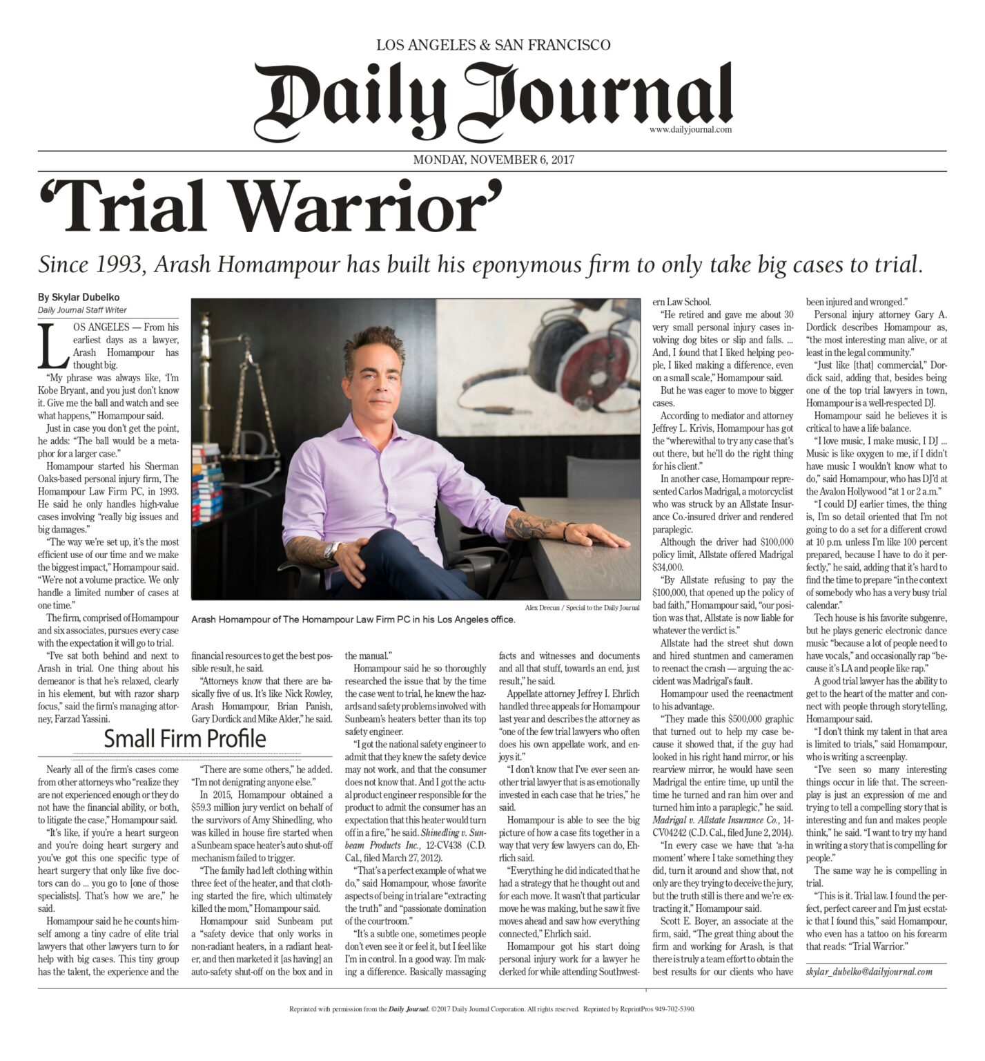 Arash Homampour - Trial Warrior - Homampour Law Firm